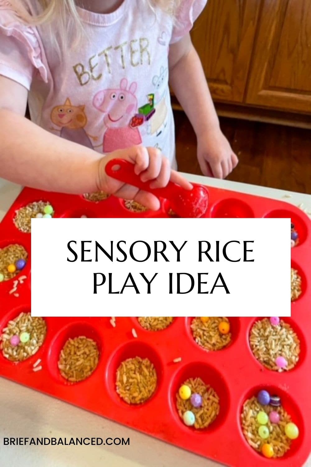 Sensory Rice Play Idea: Make Muffins - Brief and Balanced